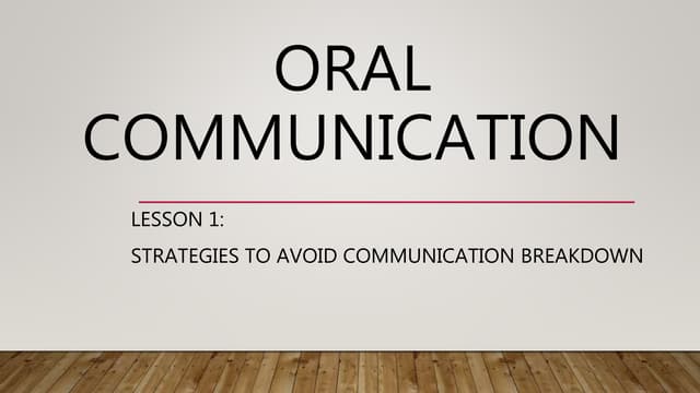 Oral communication (lesson 1) | PPTX