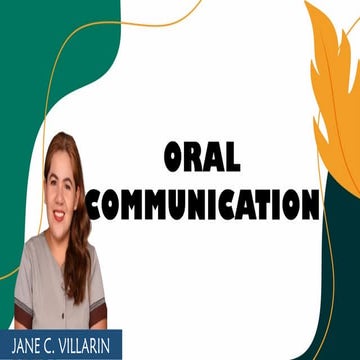 THE ORAL COMMUNICATION AN INTRODUCTION.. | PPTX