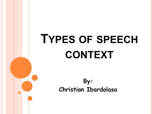 TYPES OF SPEECH CONTEXT | PPTX