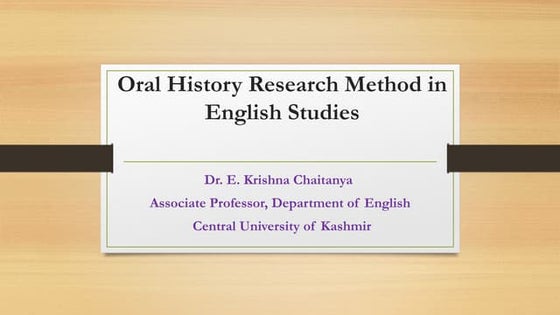 Oral History and Object Lessons- How to use Material Culture in the ...
