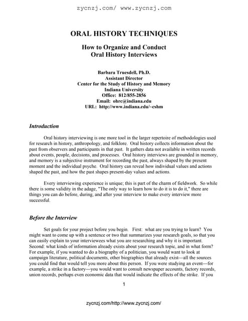 Oral History Interview | PPT