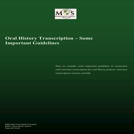 Oral History Transcription – Some Important Guidelines | PDF