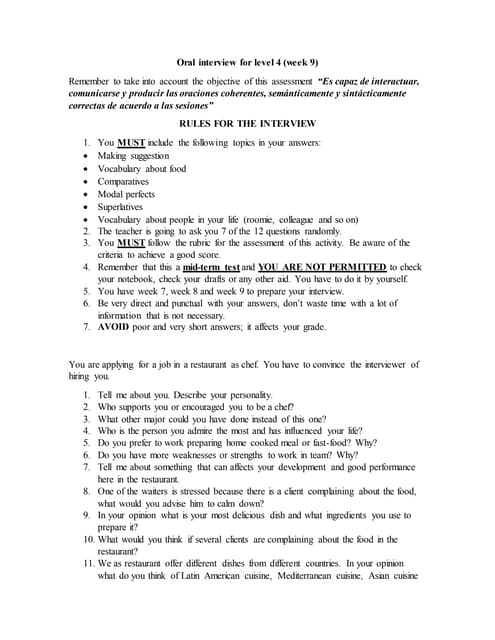 Rubric for oral interview | DOCX | Educational Assessment | Education