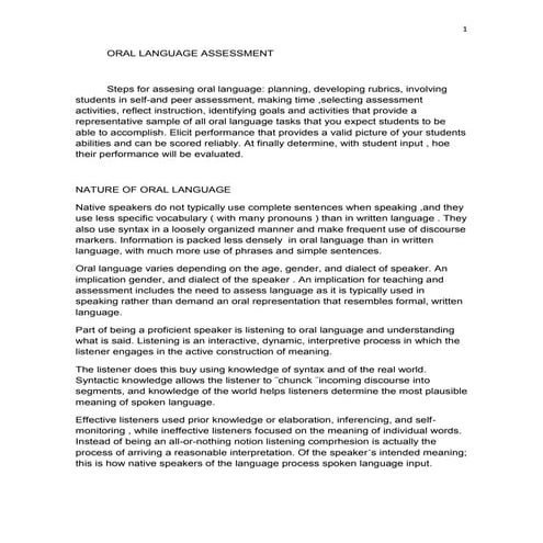 Oral assessment | PPTX