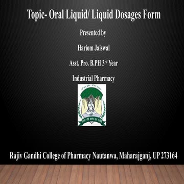 Oral Liquid. pptx | PPTX