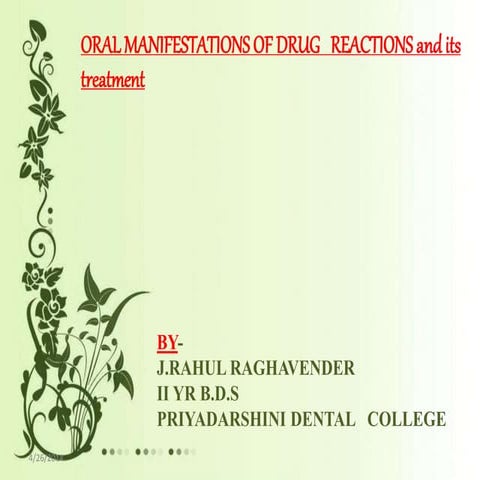 Oral manifestations of drug reactions & treatment | PPTX