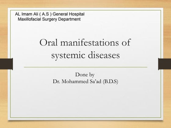 Oral manifestations of blood disorders | PPT