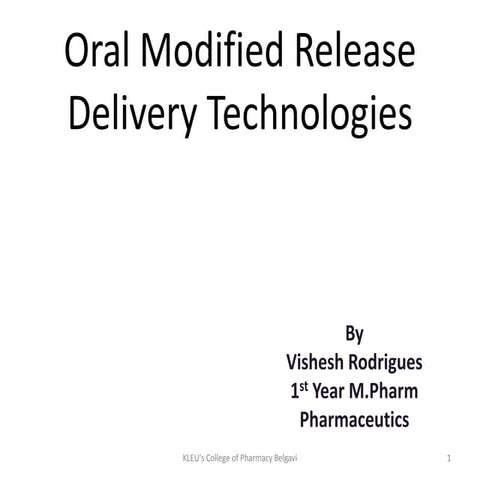 Oral modified release delivery technologies(procise and ring cap) | PPT