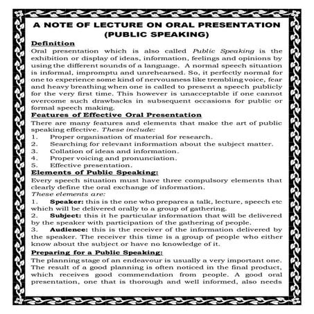 ORAL PRESENTATION - PUBLIC SPEAKING | DOCX