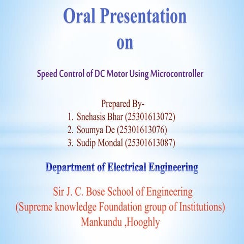 Speed Control Of Dc Motor Using Microcontroller Ppt
