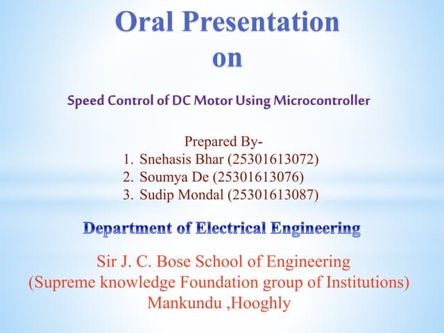 Speed Control Of Dc Motor Using Microcontroller Ppt