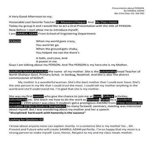 Public Speaking Oral Test Practice Example | PDF