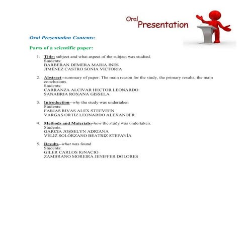 Oral presentation contents parts of a scientific paper | PDF | Science