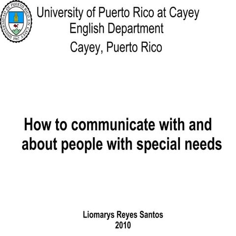 How to communicate with individuals with special needs | PPT