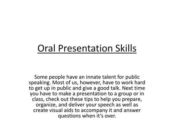 Effective Oral Presentation | PPT