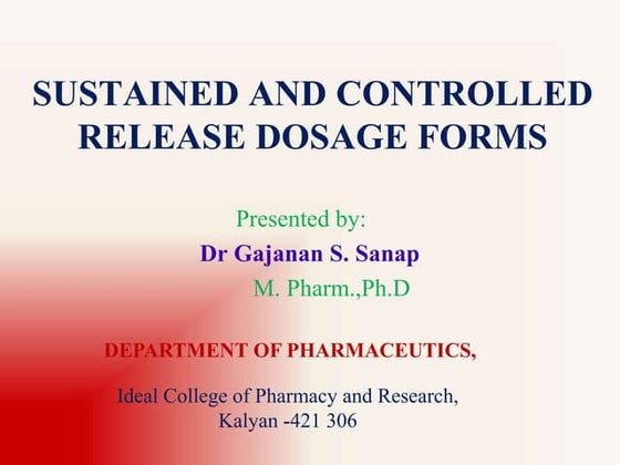 Controlled Drug Delivery System-NDDS UNIT-1 B.Pharm 7th sem | PDF