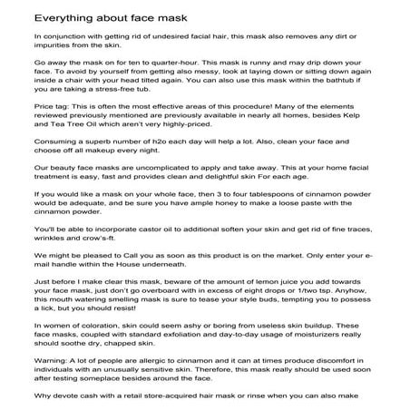Everything about face mask | PDF | Skin Care | Beauty