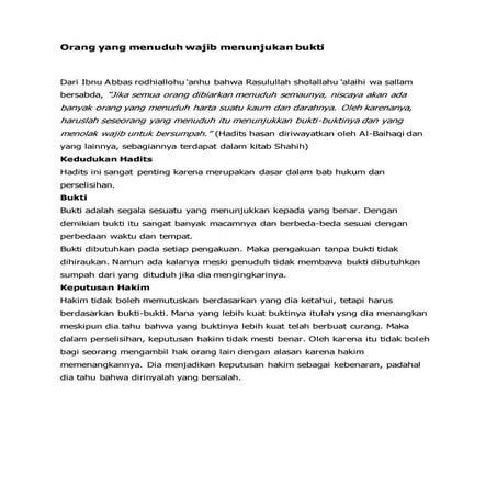 Orang yang menuduh wajib menunjukan bukti | PDF