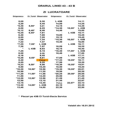 Orar 43 | PDF