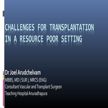 Challenges for Transplantation in a Resource Poor Setting in Sri Lanka ...