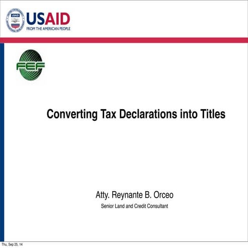 Orceo converting tax declaration into titles | PDF