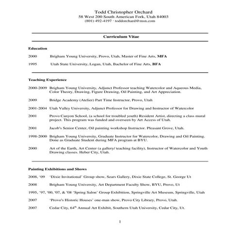 Orchard Cv 2009 | PDF