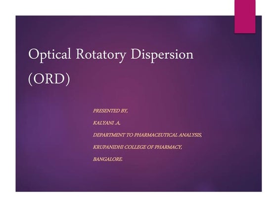 ORD & CD Spectroscopy | PPT