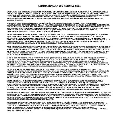 Ordem bipolar da guerra fria | DOCX