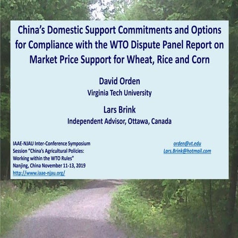Orden and Brink WTO China dispute DS511 IAAE-NJAU Nov 2019 | PPT