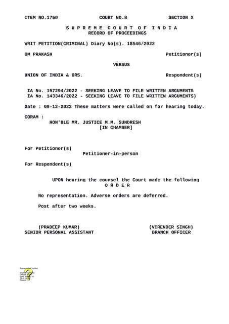 Order dated 07.12.2018 by Supreme Court of India | PDF