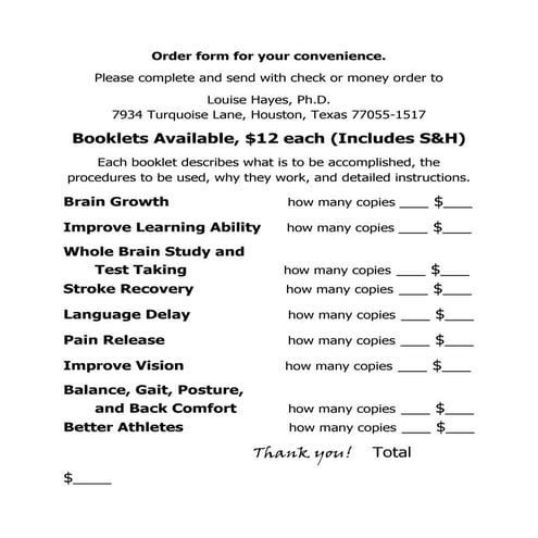 Order Form for Booklets | DOCX