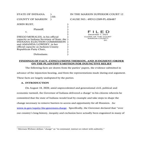 John Rust Lawsuit On U.S. Senate Race - Order | PDF