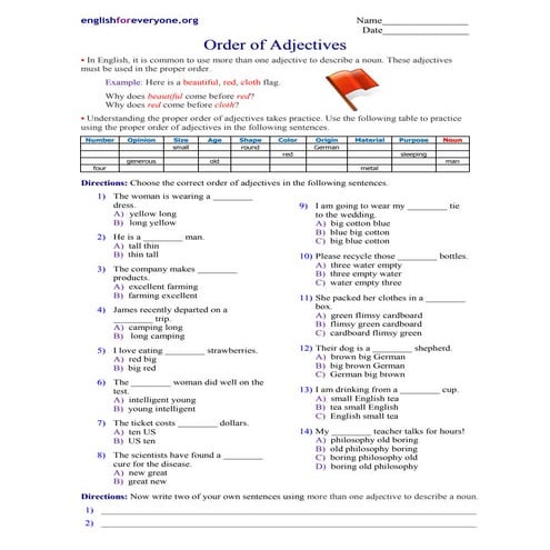 Order of adjectives | PDF
