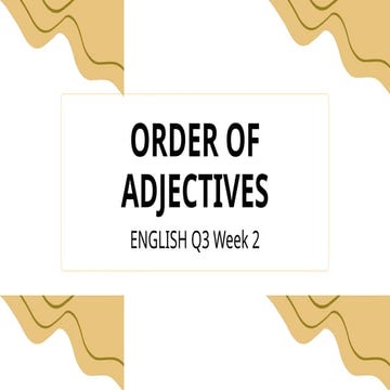 English Lesson: Order of Adjectives in a Series | PPTX