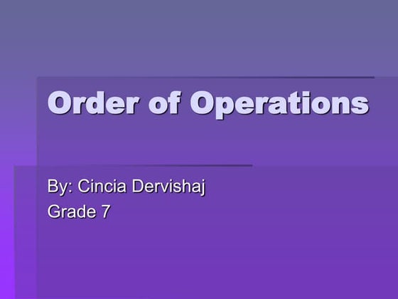 Order of Operations | PPT