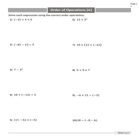 Order of Operations | PDF