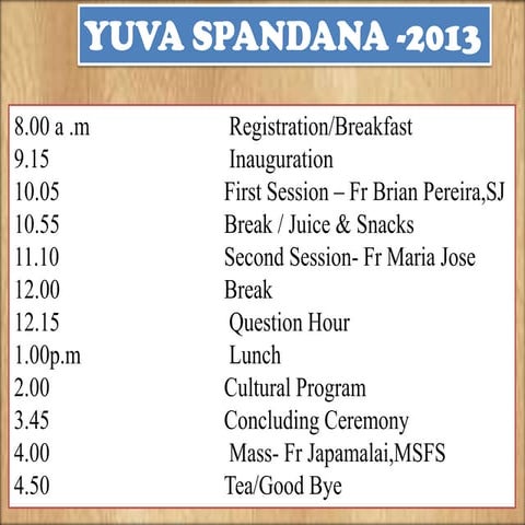 Order of program - YUVA SPANDANA | PPTX