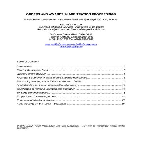 Orders and Awards in Arbitration Proceedings | PDF