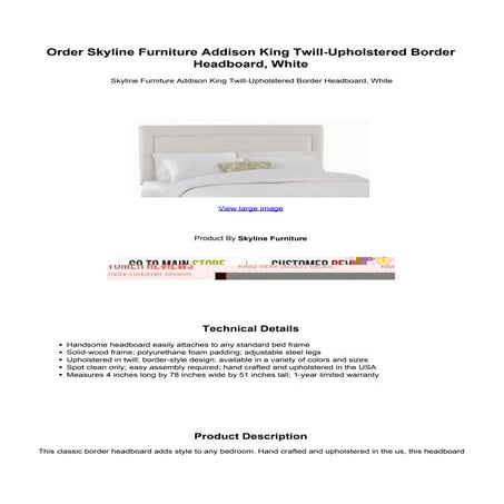 Order skyline furniture addison king twill upholstered border headboard ...