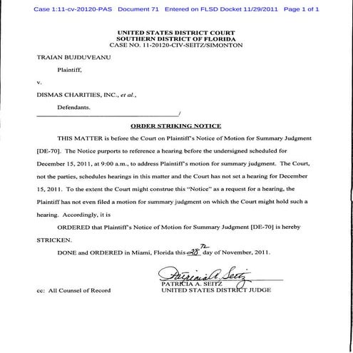 Order striking plaintiff's statement of facts | PDF