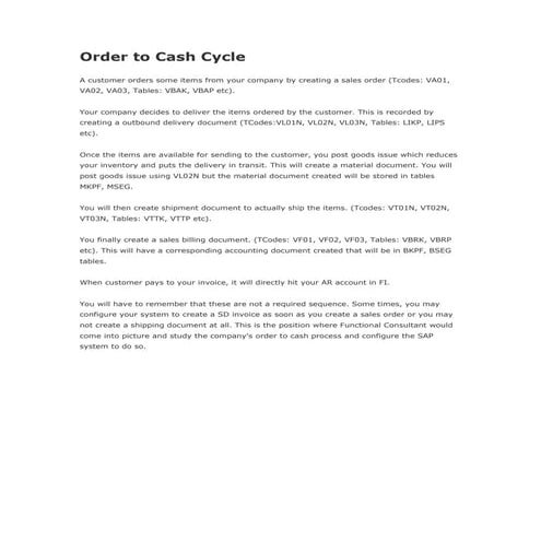 Order to cash cycle | PDF