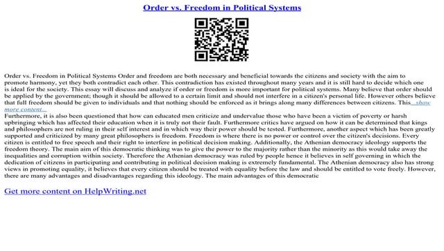 Order Vs Freedom