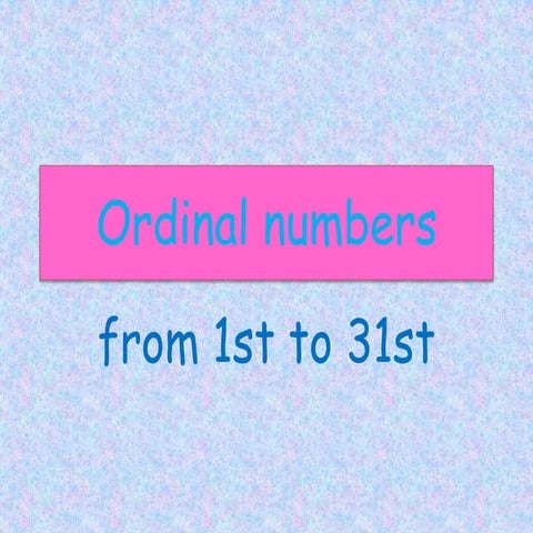 Ordinal numbers | PPTX