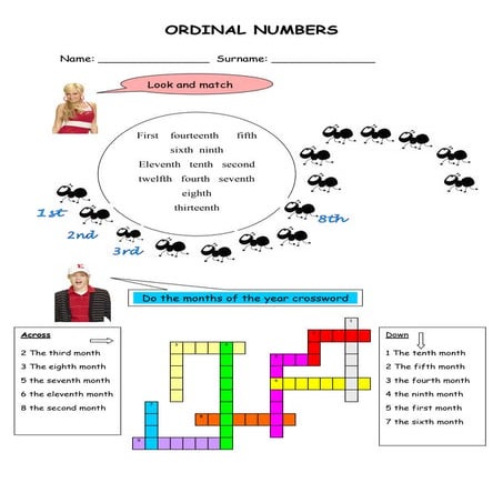 Ordinal numbers - Worksheet | PDF