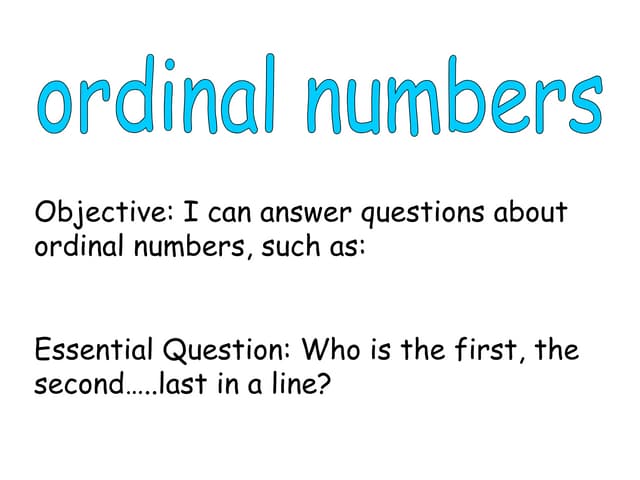 Ordinal Numbers | PPTX