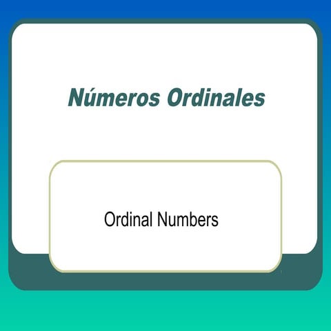 Ordinal numbers ppt | PPT