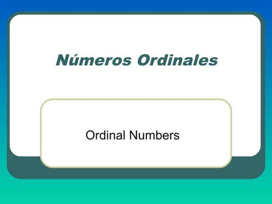 Ordinal numbers | PPTX