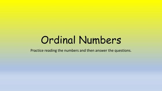 Ordinal Numbers for grade three students | PPTX