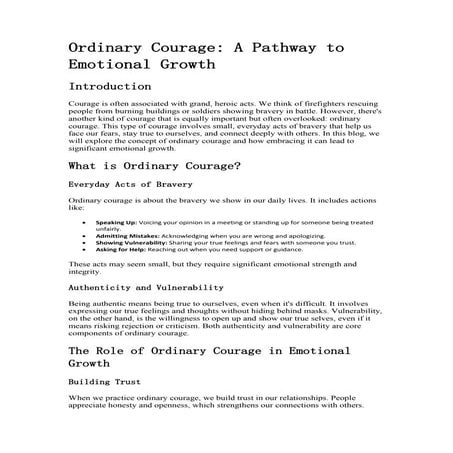 Ordinary Courage a pathway to emotional growth | PDF
