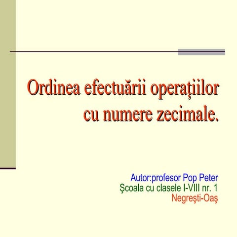 Ordinea efectuării operațiilor cu numere zecimale | PPS